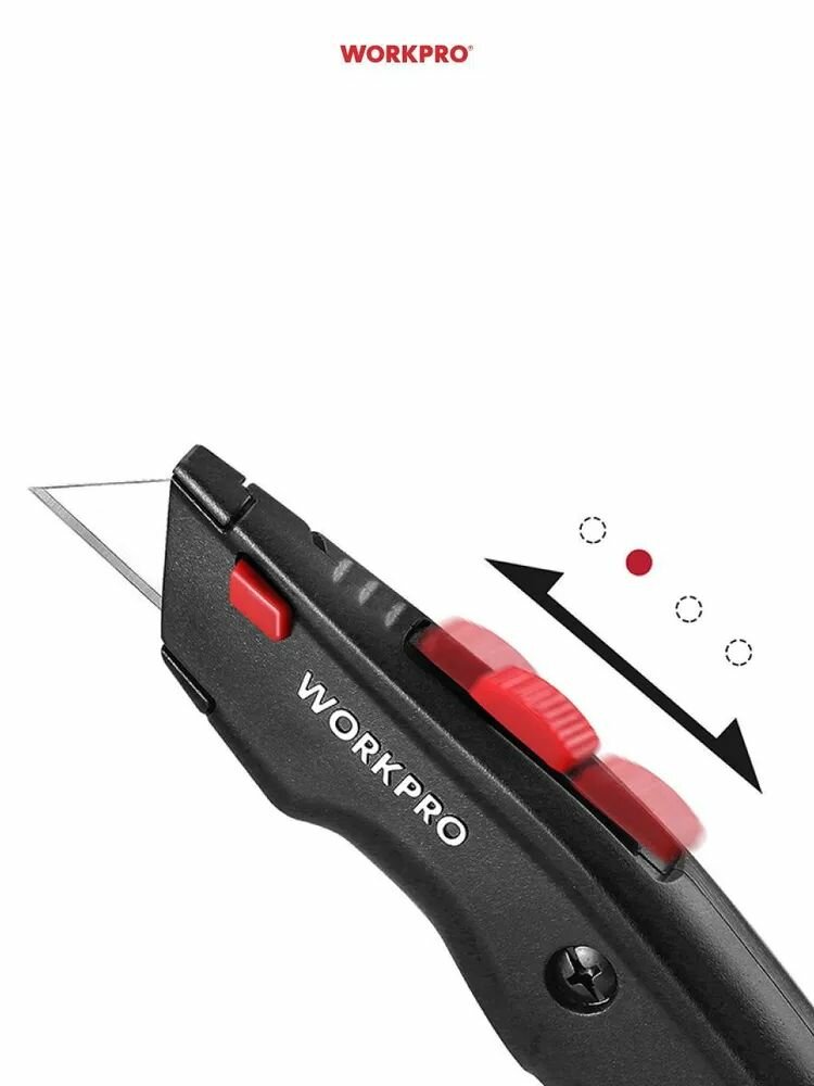 Нож строительный выдвижной универсальный + 3 лезвия WORKPRO WP213008