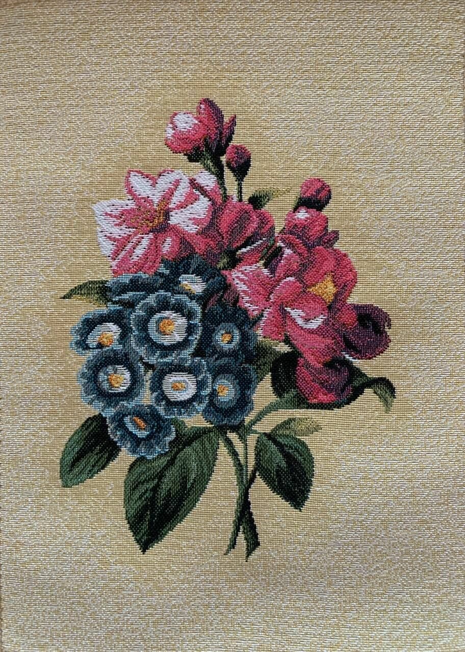 Гобелен, гобелен без рамы 16х23 см / "Синие цветы"