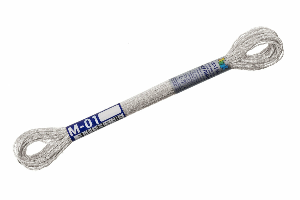 Мулине "Gamma" SM металлик 100% полиэстер 8 м М-01 серебро