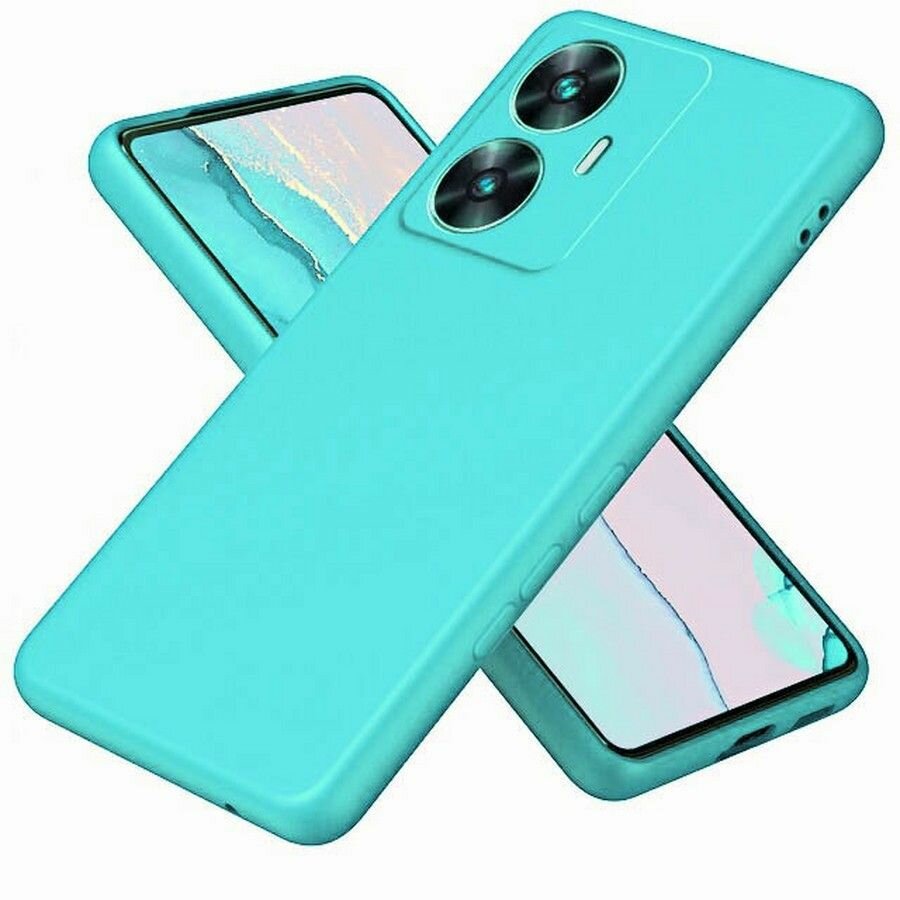 Силиконовая накладка Silky soft-touch для Realme C55 бирюзовый