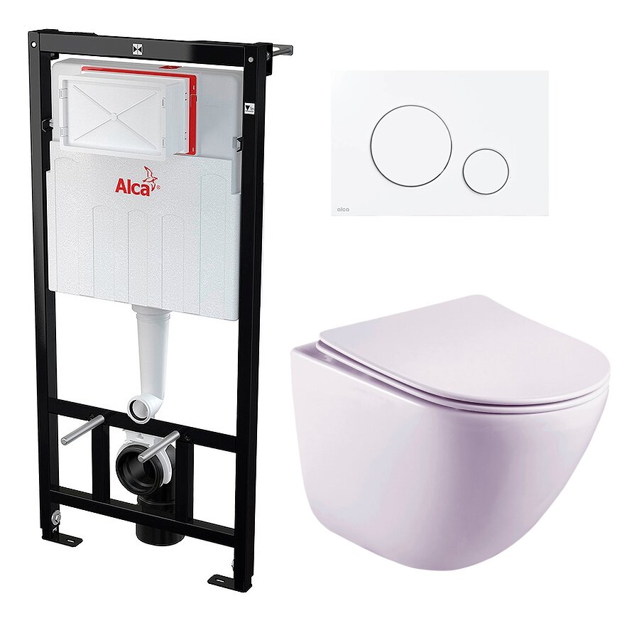 Комплект 3 в 1 инсталляция AlcaPlast + Унитаз подвесной Esbano Lotus ESUPLOTUW + кнопка белая