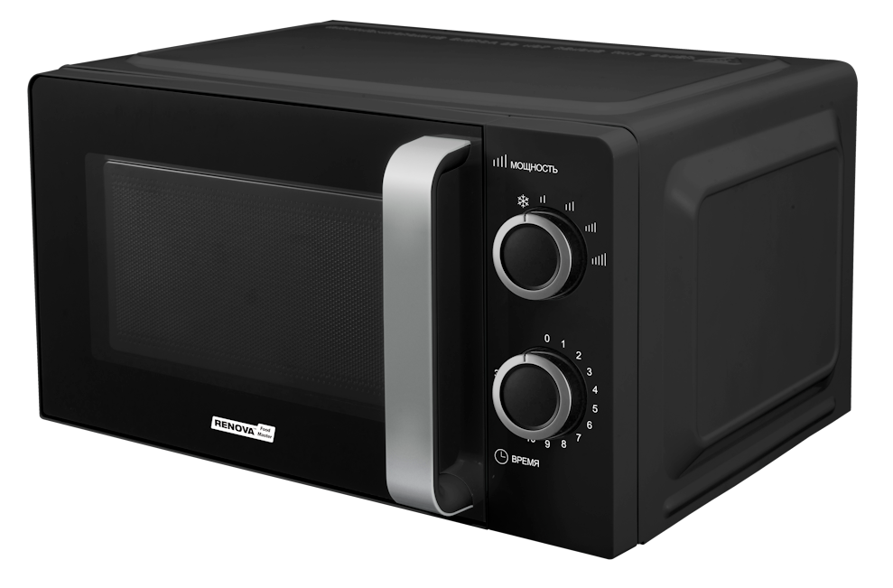 Печь СВЧ 20Л 1100ВТ МЕХ. Управление 6 РЕЖ мощн таймер 30МИН эмаль черн RENOVA