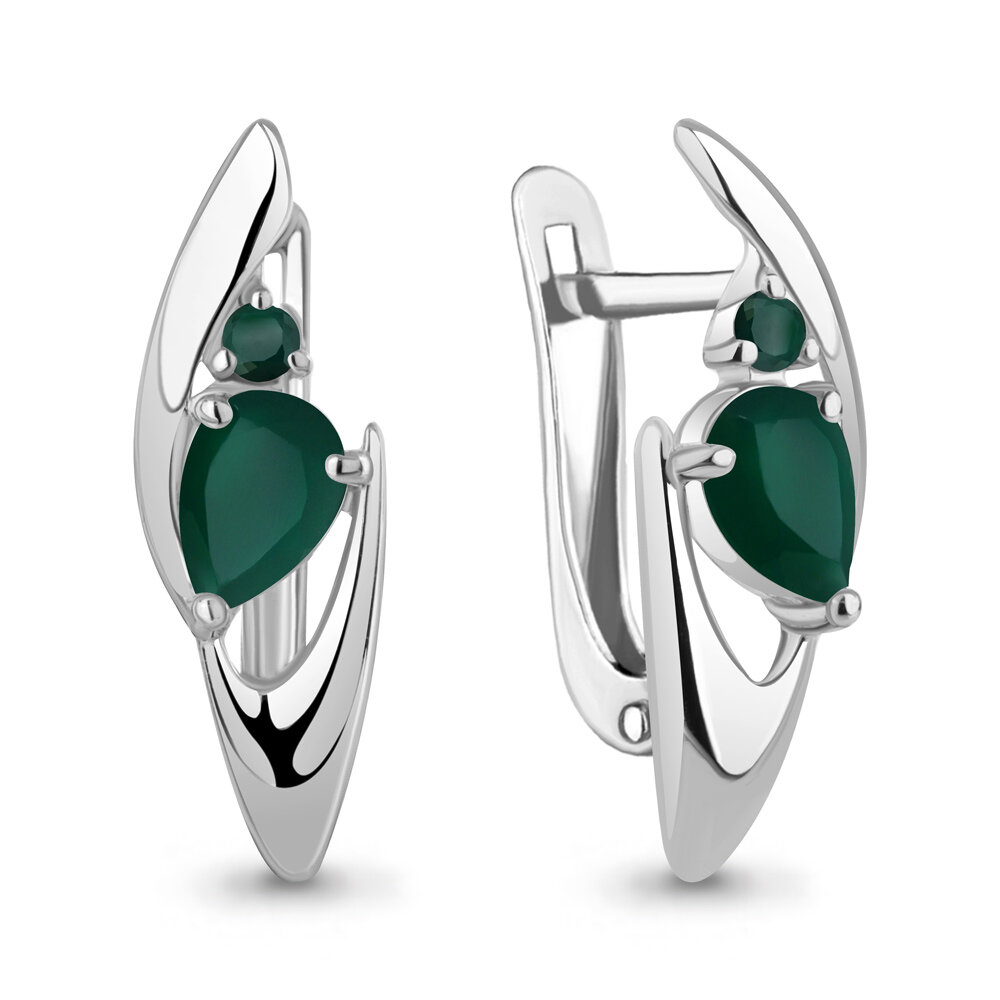 Серьги, серебро, 925 проба, агат