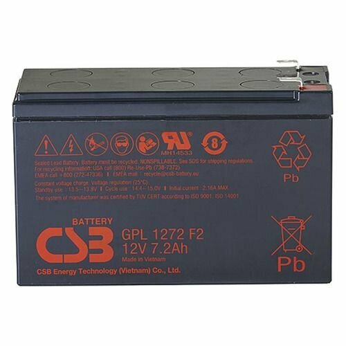 Аккумуляторная батарея CSB GPL1272 F2 FR для ИБП 12В, 7.2Ач [gpl1272f2]