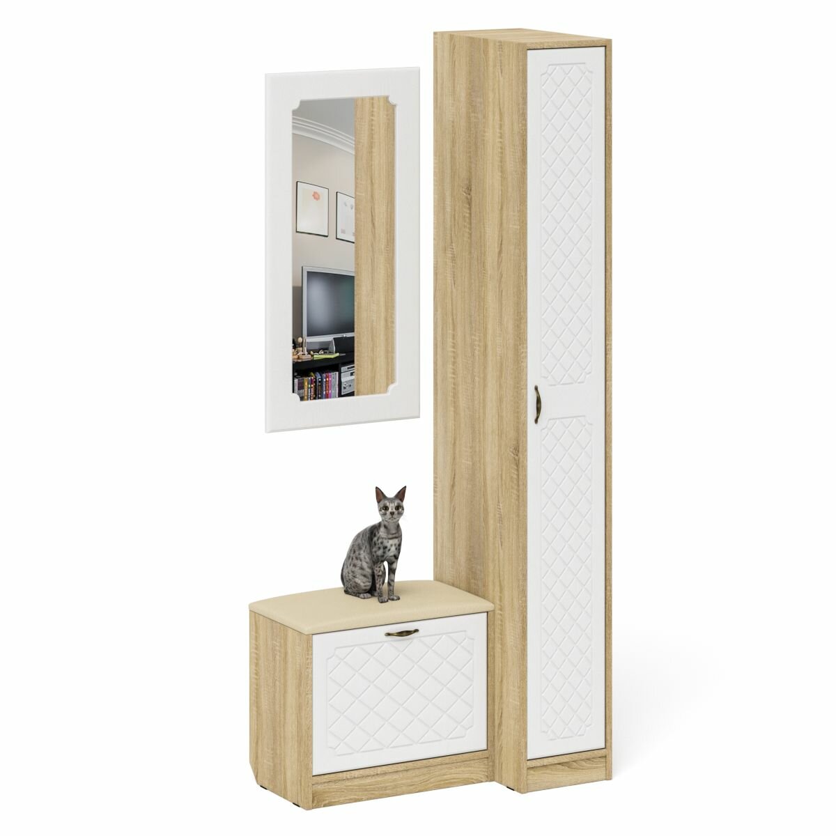 Прихожая Мебельный двор П-6 Компоновка № 40 дуб сонома/белое дерево ромб