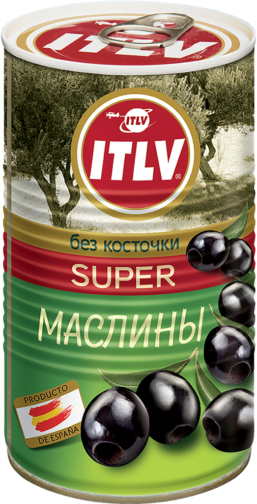 Маслины без косточки ITLV Super черные, 350г