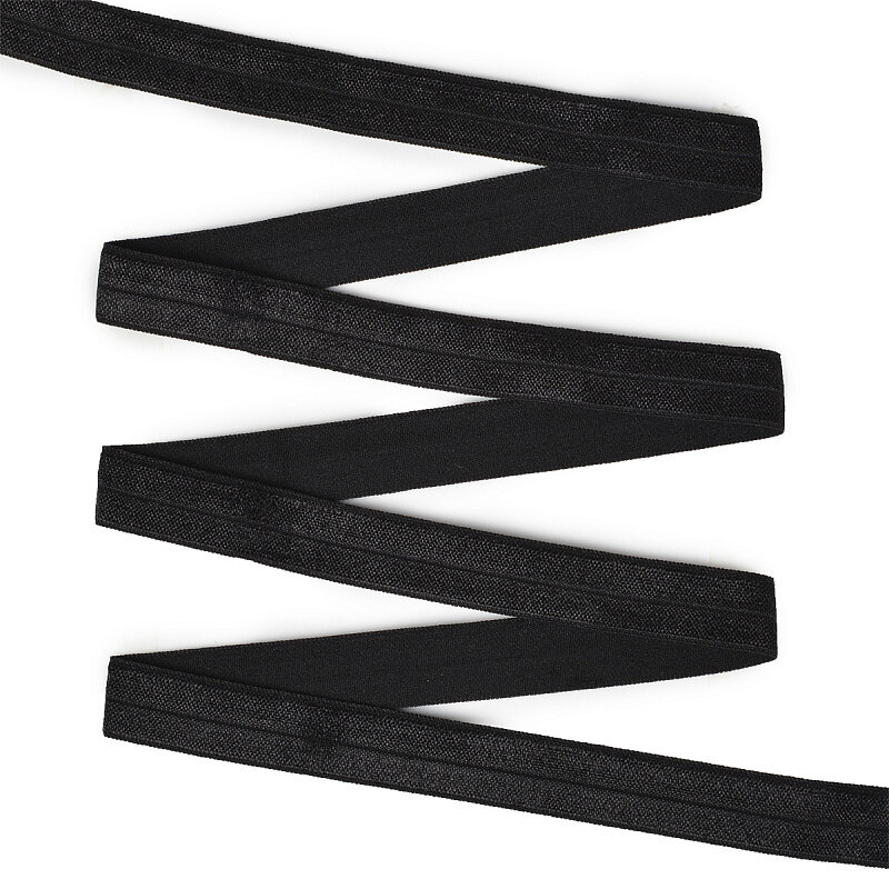 Резинка бельевая окантовочная (бейка эластичная) блестящая шир.15мм цв.322 черный (10 метров)