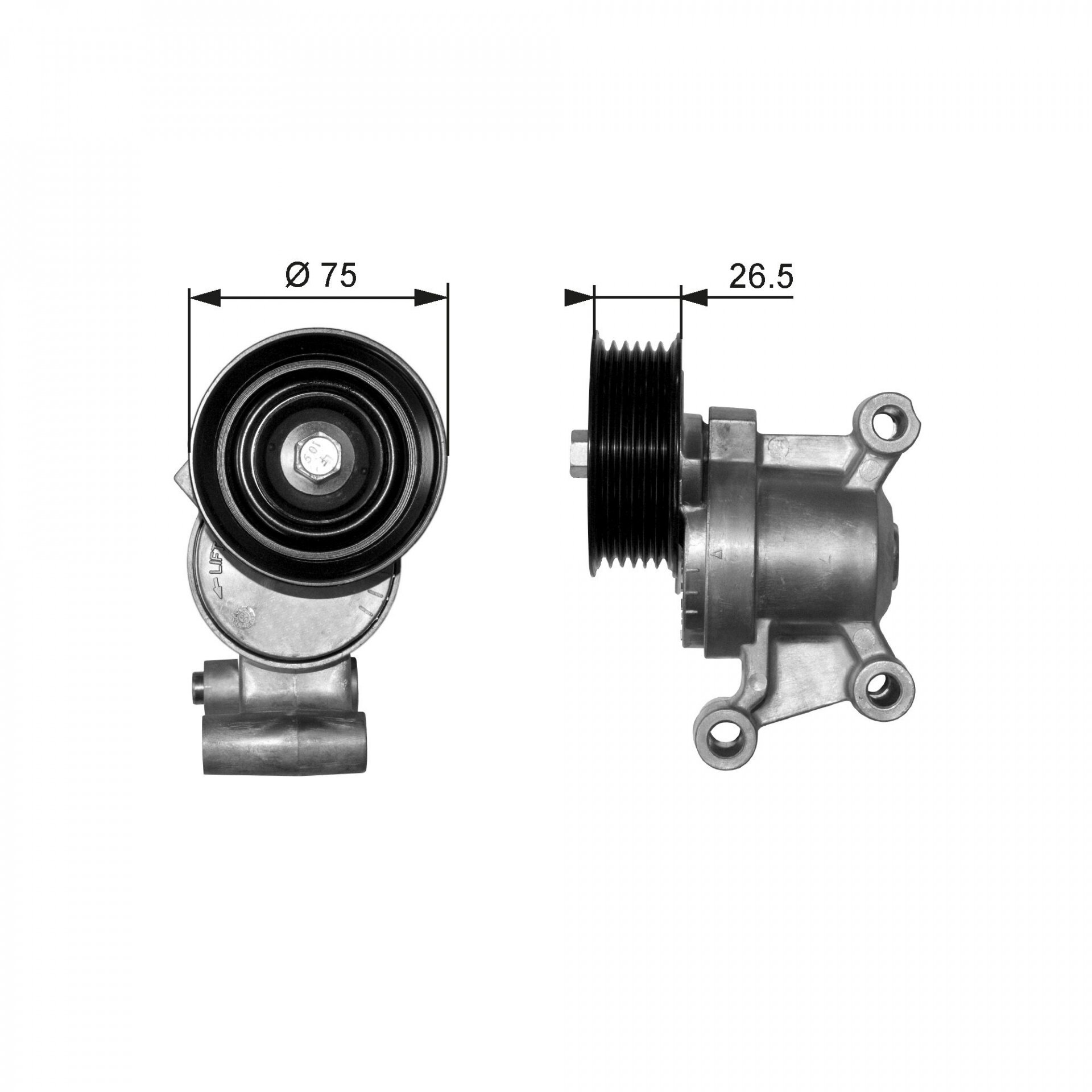 Ролик натяжителя поликлинового ремня для автомобиля Mazda, GATES T38357 (1 шт.)
