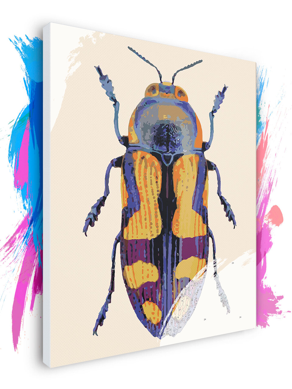 Картина по номерам на холсте Золотисто-фиолетовый жук, 100 х 150 см