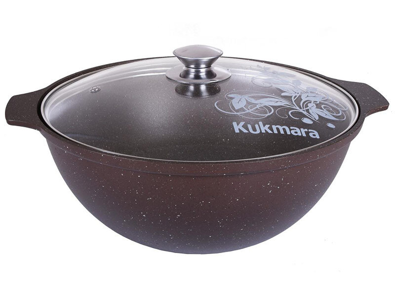 Казан для плова 3,5л со стекл. крышкой, антипригарное покрытие (кофейный мрамор) — фото 1