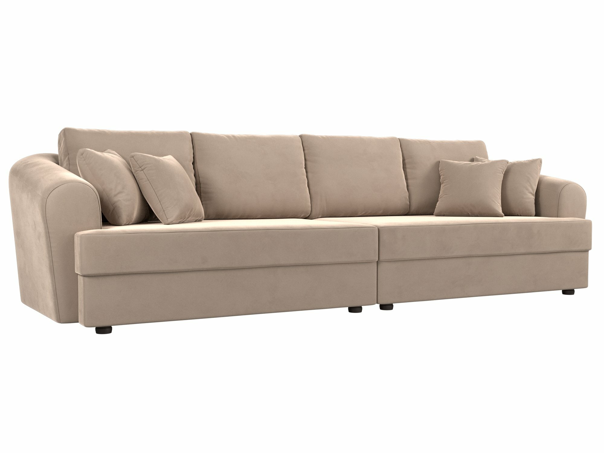 Диван прямой Милтон, велюр, механизм еврокнижка, бежевый, 320x106x88см. Хит Диванов