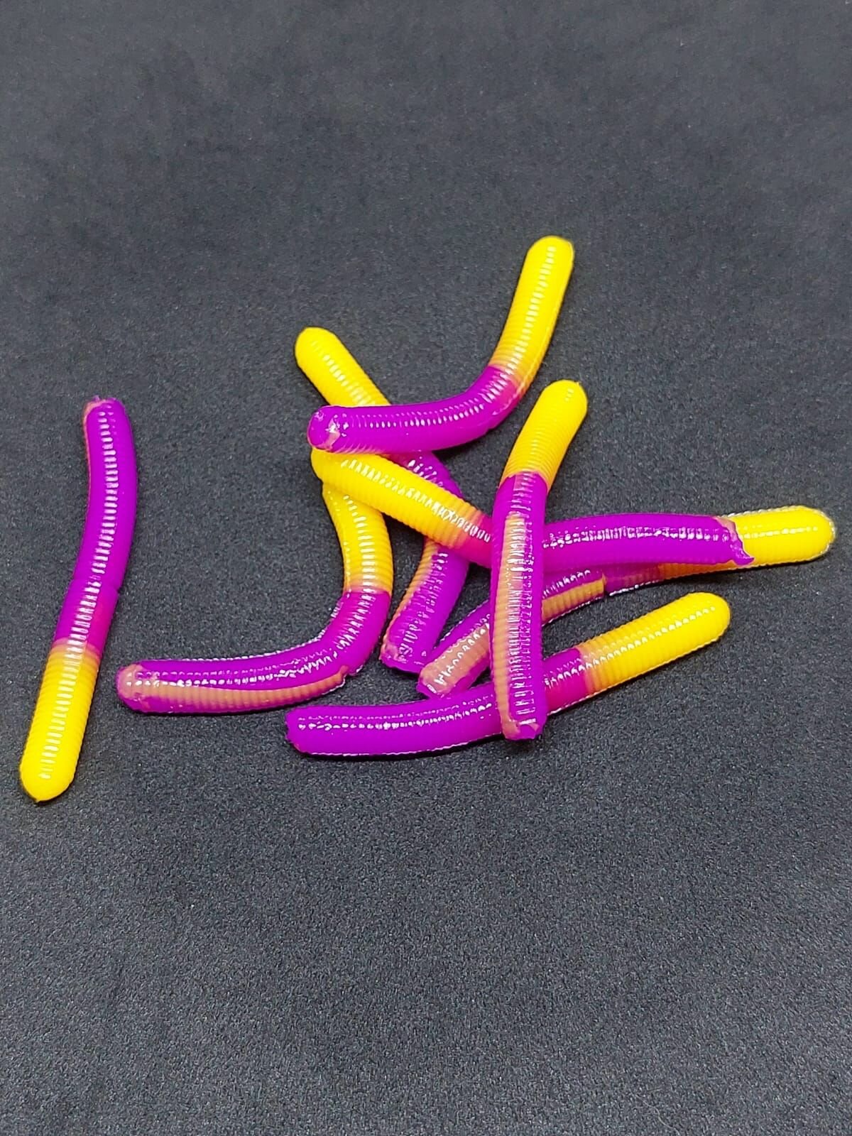 Форелевая Силиконовая приманка Либра. Реплика. Толстая 65 мм. Желтый- фиолетовый