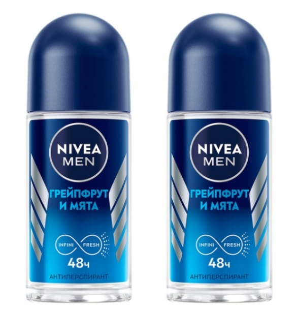 Антиперспирант Nivea Men грейпфрут и мята, шариковый, 50 мл, 2 шт