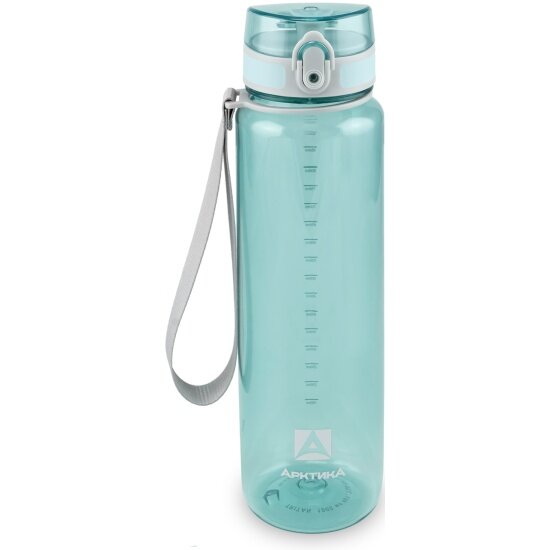 Бутылка для воды Арктика 720-1000, 1000 мл, голубая прозрачная, с ситечком
