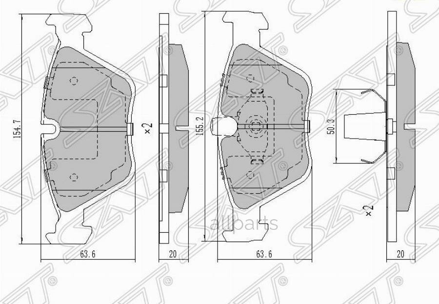 SAT ST-34112282995 Колодки тормозные (Спереди) BMW 3-Series 90-01 / 5-Series 88-04