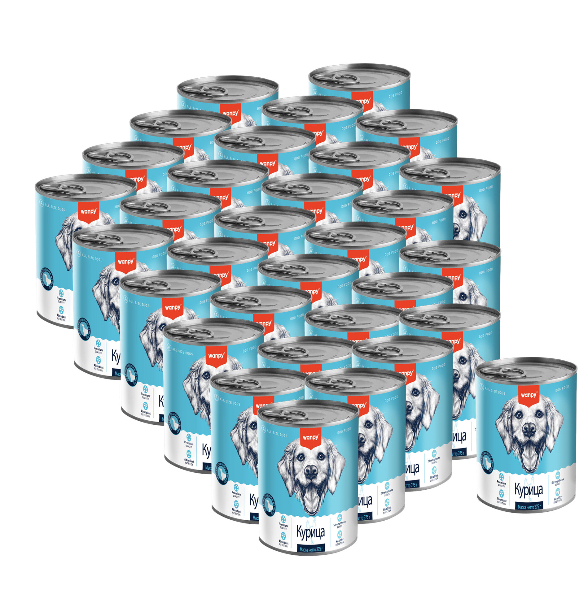 Wanpy Dog Консервы для собак из курицы, 375 г х 32 шт.