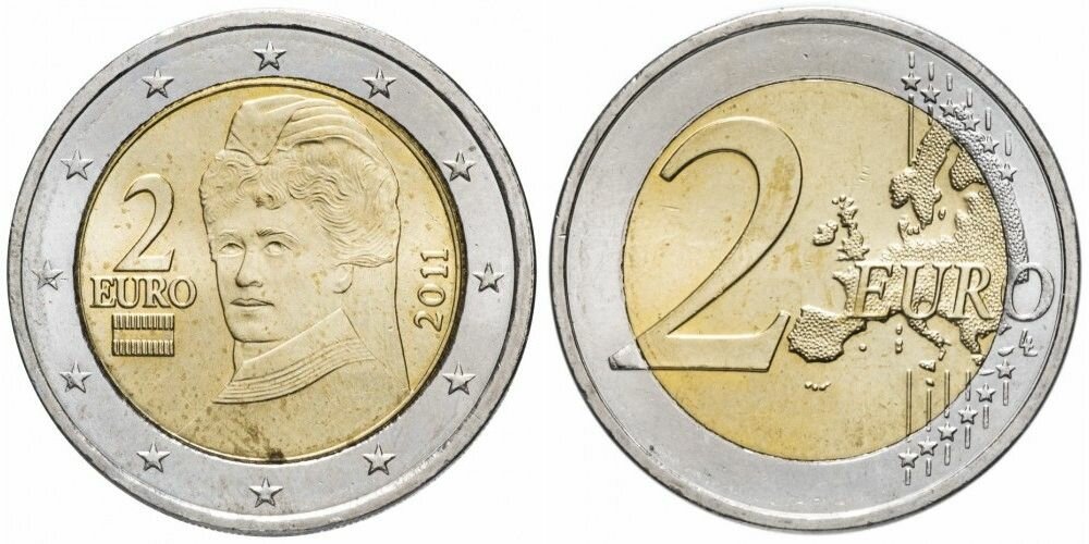 Австрия 2 евро, 2008-2024 XF