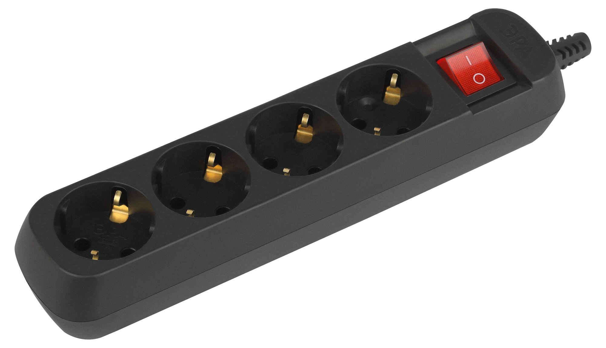 Колодка 4гн с З/К с выключателем черная 16А KX-4es-B ЭРА, Б0061734