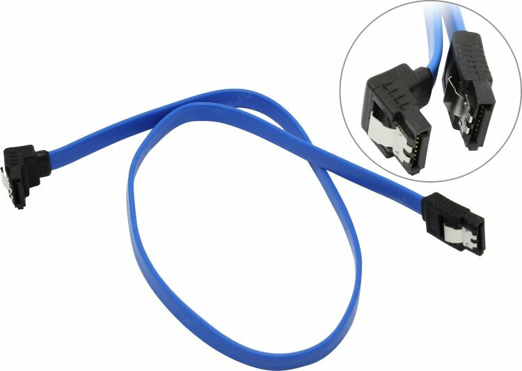 Кабель Serial ATA (Sata), (Г-образный коннектор) синий, 40 см