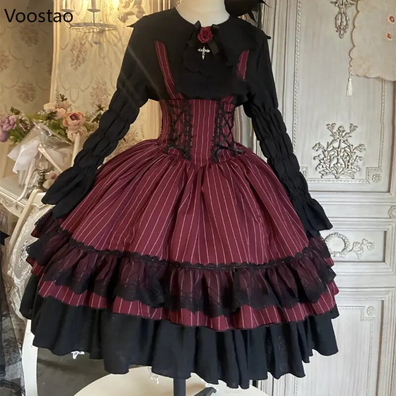 Женское винтажное готическое платье Voostao Бордовый, Dress and Shirt