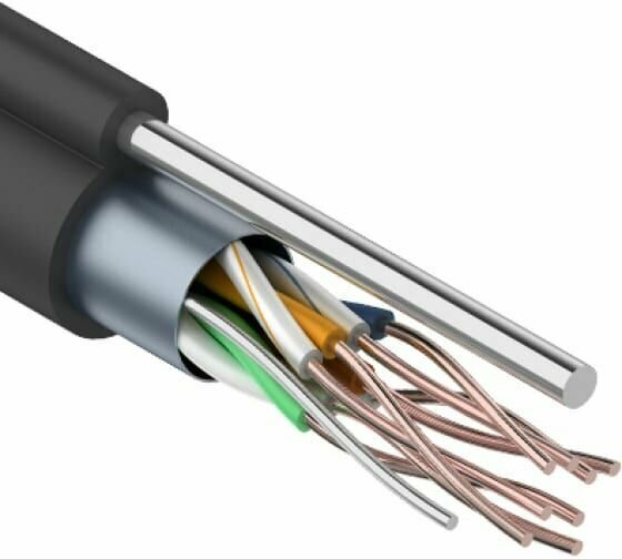 Кабель PROCONNECT витая пара FTP 4PR 24AWG, CAT5e, наружный OUTDOOR + ТРОС1 бухта 305 м 01-0155
