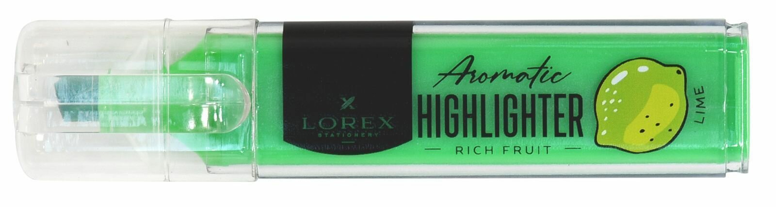 Маркер-текстовыделитель LOREX "Aromatic", 1-3,5 мм, неоновый зеленый скошенный, прозрачный корпус (LXTMA-RFG)