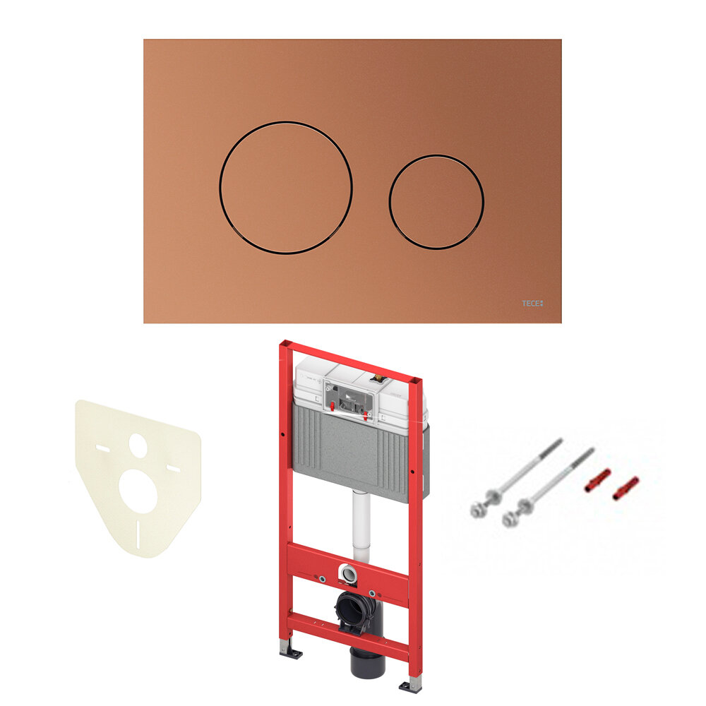 Инсталляция TECEbase 2.0 в комплекте с пластиковой панелью (кнопкой) смыва TECEloop, красная бронза металлик, K440937