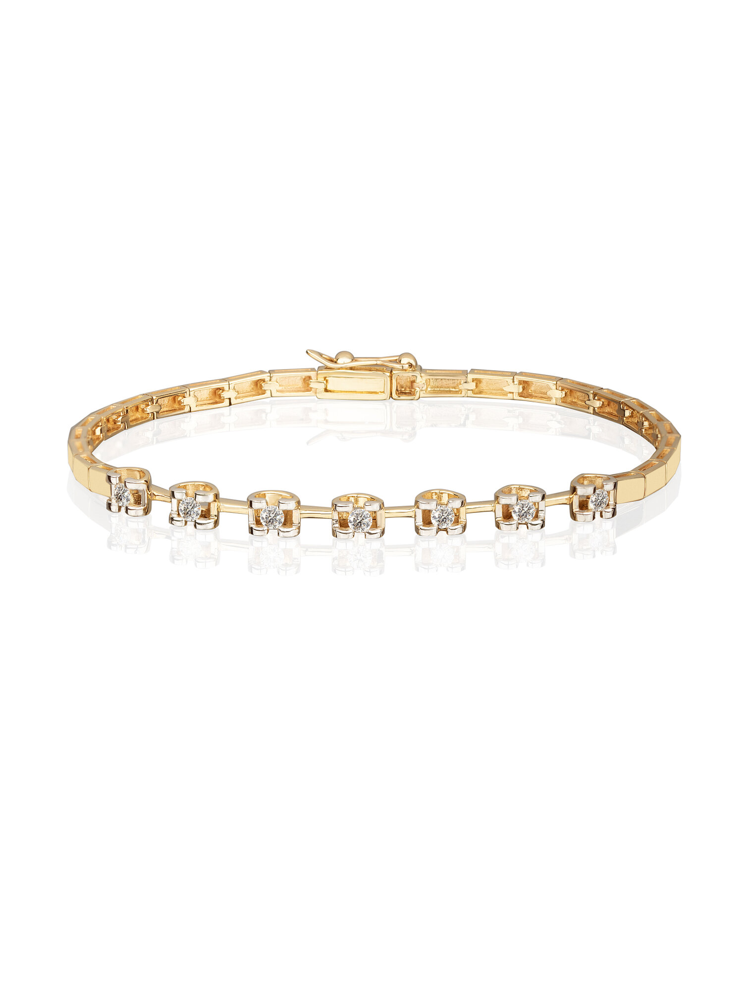 Глидерный браслет, желтое золото, 585 проба, родирование, бриллиант