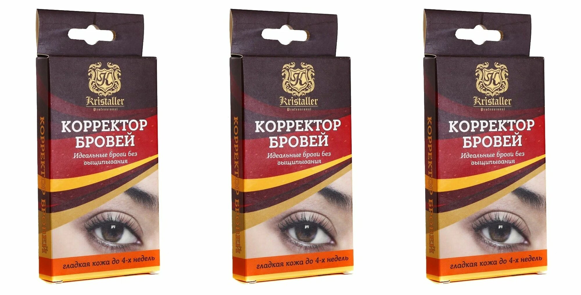 Восковые полоски Kristaller для коррекции бровей, 24 шт, 3 упаковки