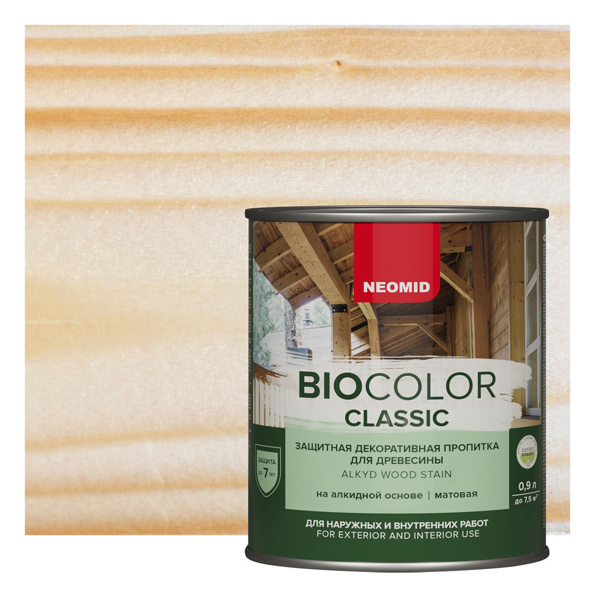 Декоративная пропитка NEOMID BIO COLOR CLASSIC на алкидной основе, бесцветный 0,9л