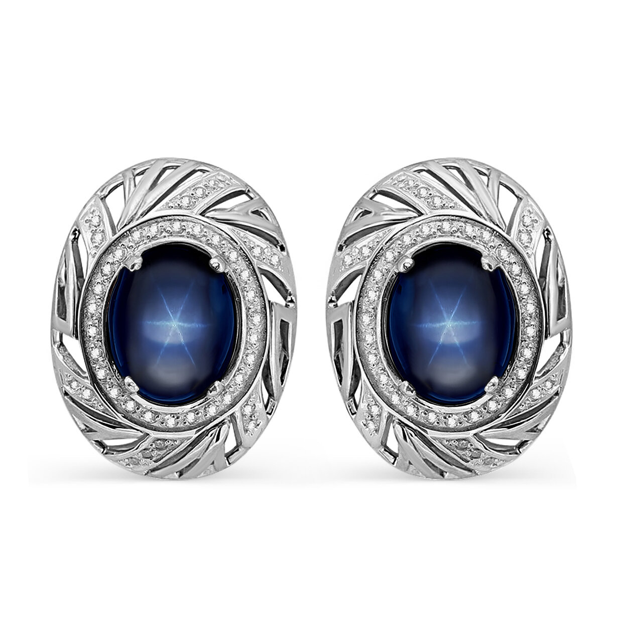 Серьги с подвесками, серебро, 925 проба, родирование, сапфир, фианит