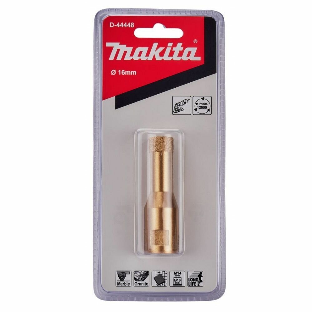 Коронка алмазная для УШМ M14x2, D-16мм Makita (D-44448)