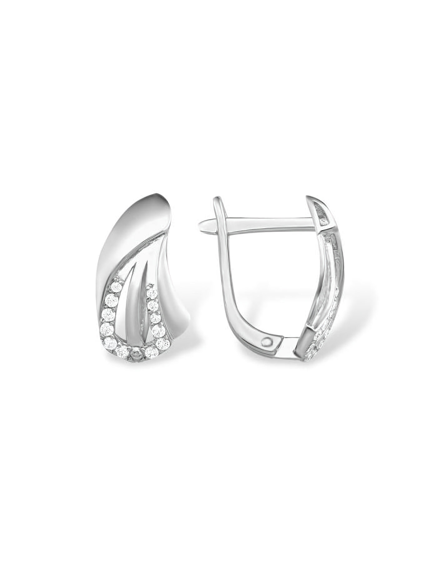 Серьги, серебро, 925 проба, родирование, фианит