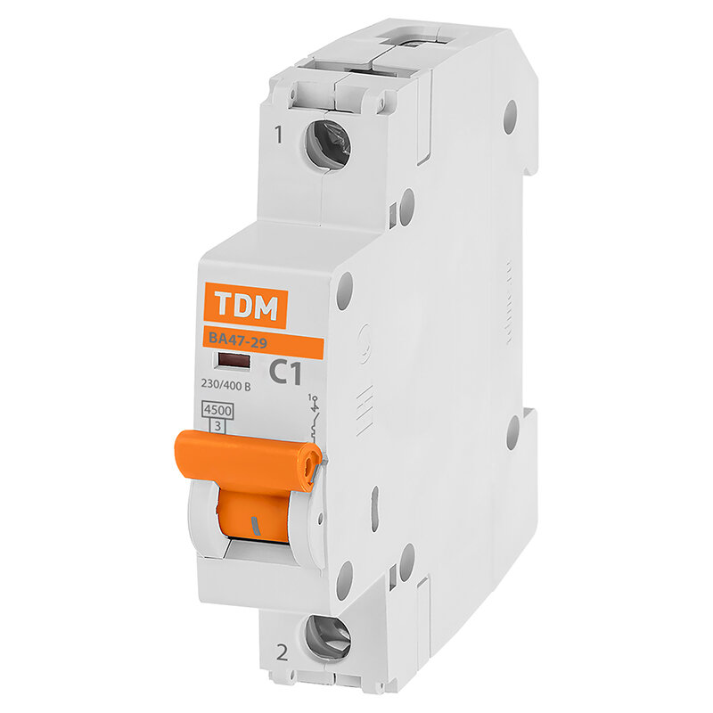 Выключатель автоматический TDM, ВА47-29 1P 1А 4,5кА х-ка С {SQ0206-0065} (1 шт)