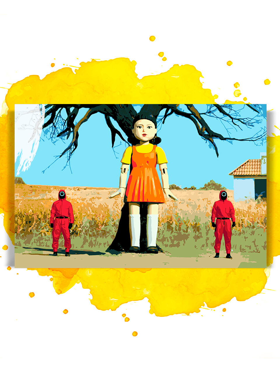 Картина по номерам на холсте Игра в кальмара - Красный свет Зелёный свет, 40 х 50 см