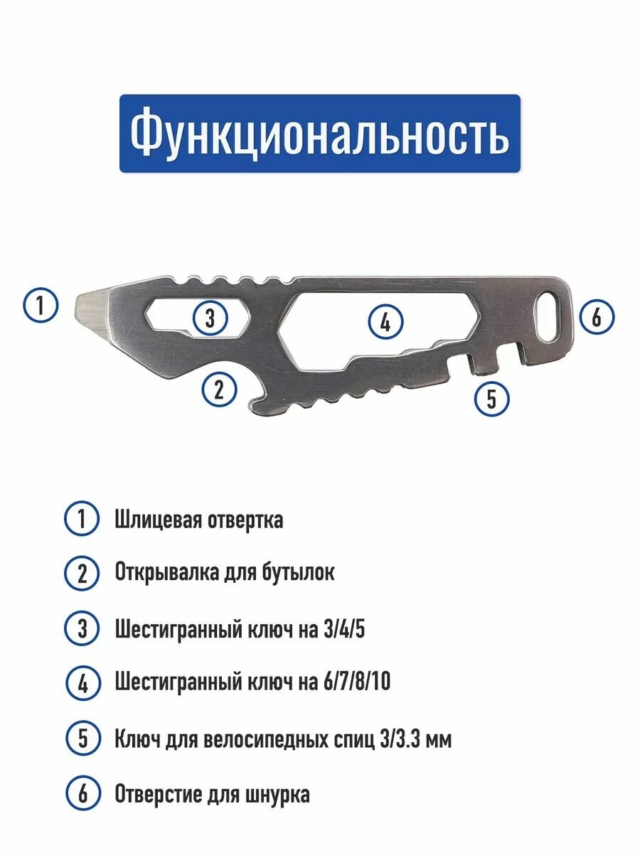 Мультитул Loyal Mate "Акулы", 5 функций, серебристый — фото 1