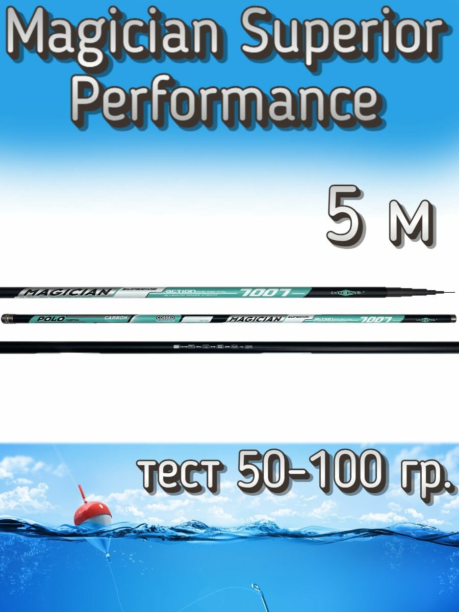 Удилище телескопическое Magician Superior Performance без колец, тест 50-100 грамм, 500 см