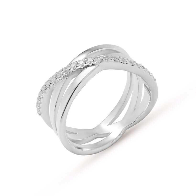 Перстень, серебро, 925 проба, родирование, фианит