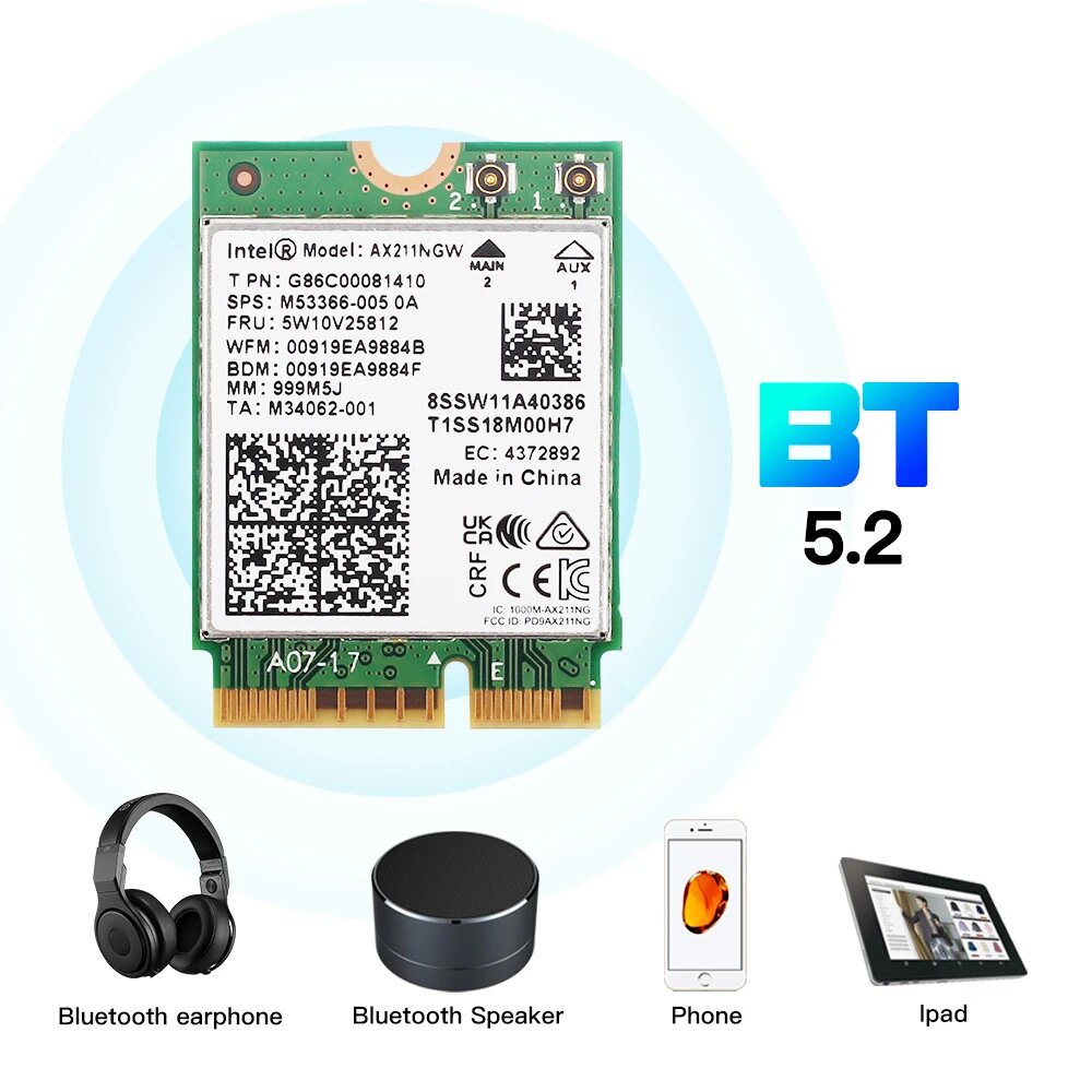 Intel AX201NGW M.2 CNVi Wi-Fi 6E — фото 1