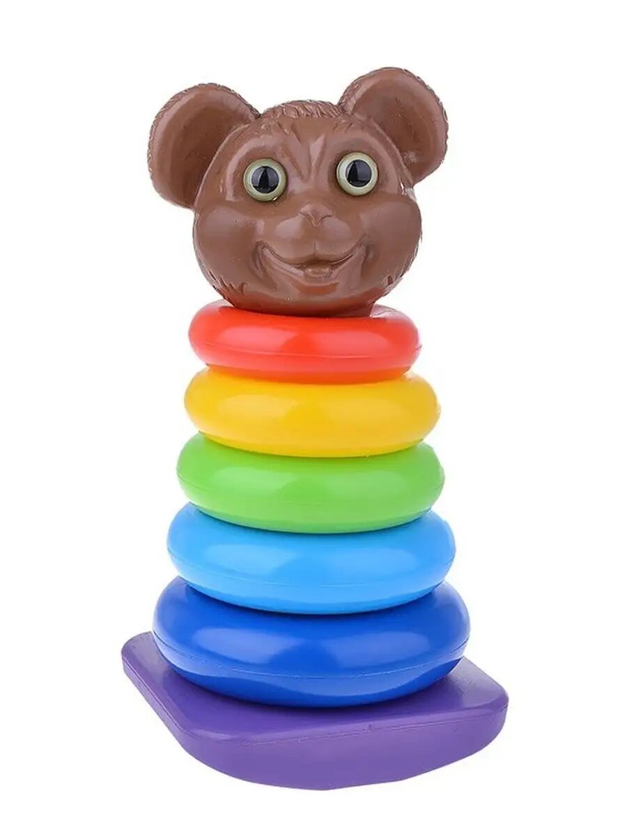 Пирамидка Нордпласт "Медведь", для малышей, развивающая, высота 28 см