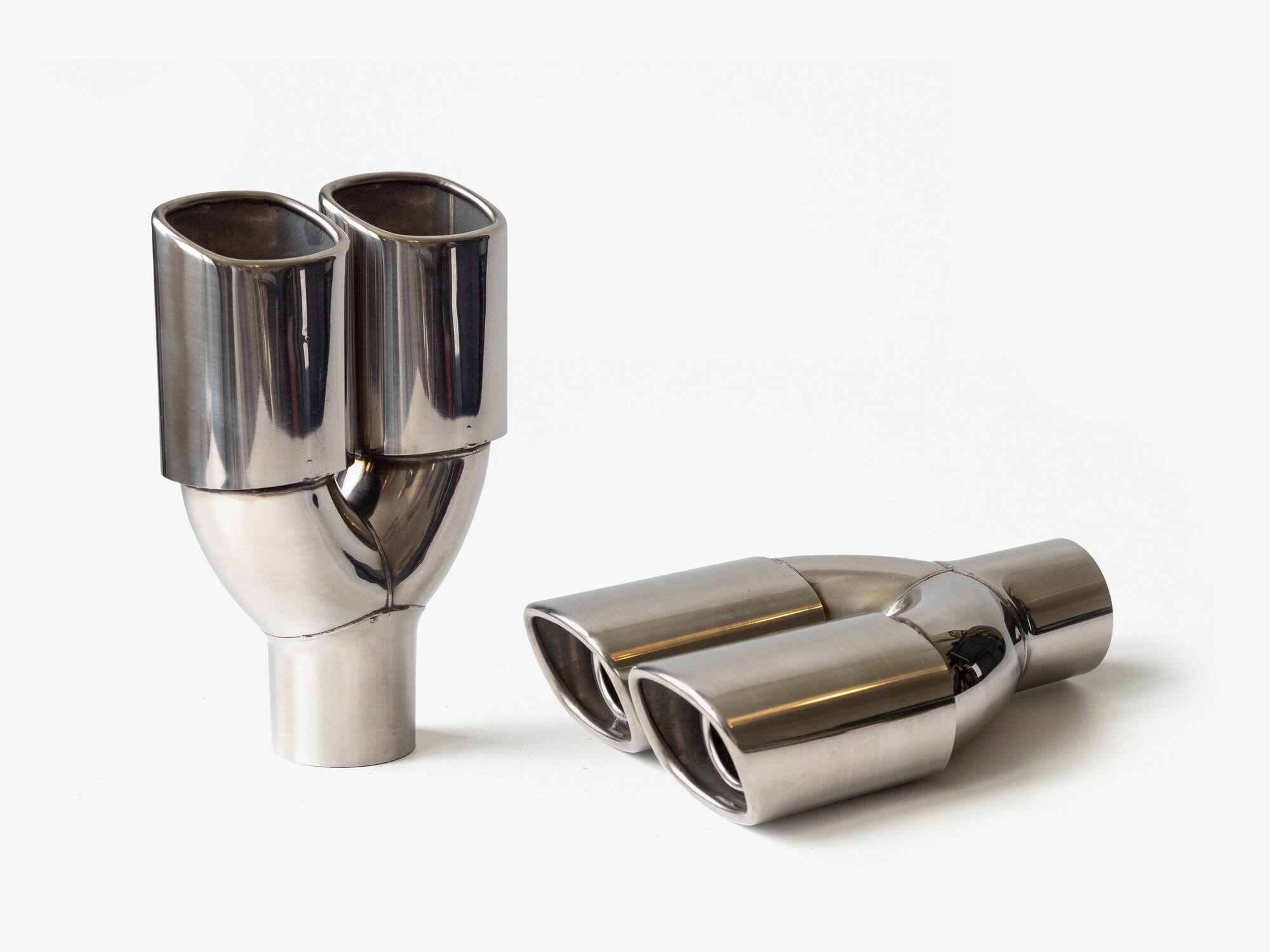 Насадки на глушитель из нержавеющей стали двойные хром 63 плоские 2шт. для выхлопа автомобиля