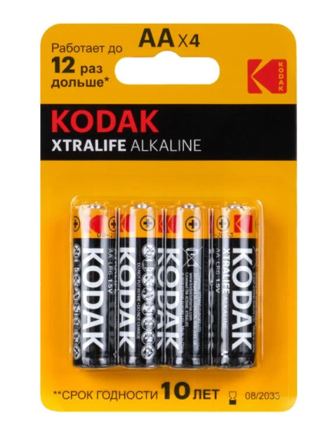 Батарейка Kodak Xtralife Alkaline AA, в упаковке: 4 шт.