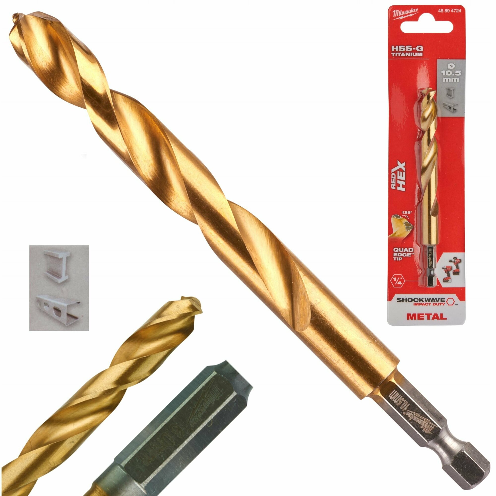 Сверло по металлу Milwaukee RedHEX HSS-G TiN