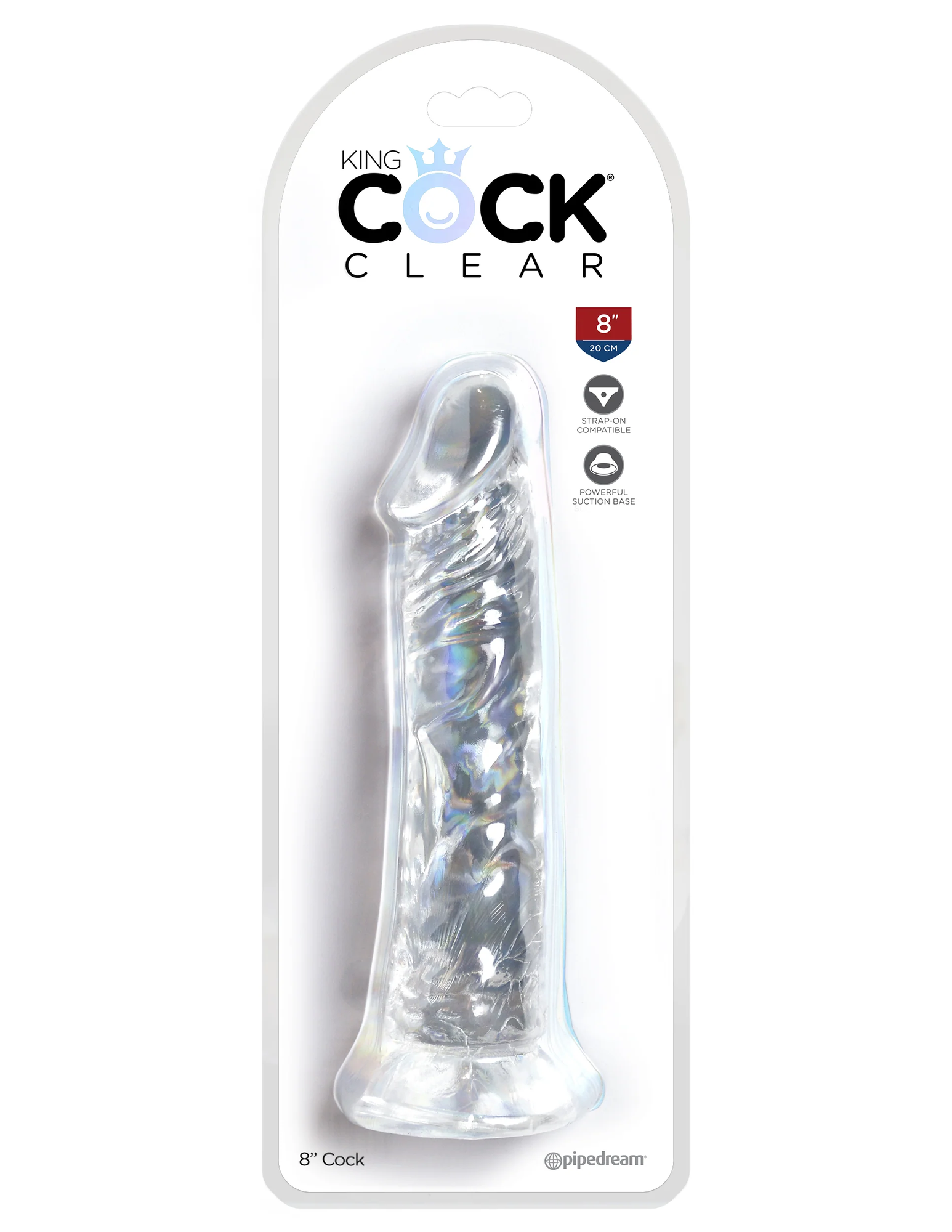 Фаллоимитатор Pipedream King Cock Clear 8, прозрачный, на присоске, бархатистая поверхность