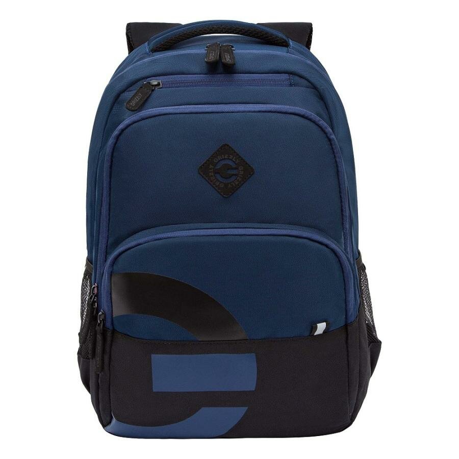 Школьный рюкзак GRIZZLY RU-430-5/2, для мальчика, черный/синий, 2 основных отделения