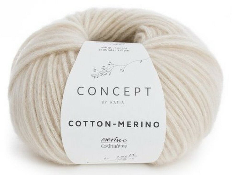 Пряжа #929.101 Cotton-Merino 50 г 105 м Katia