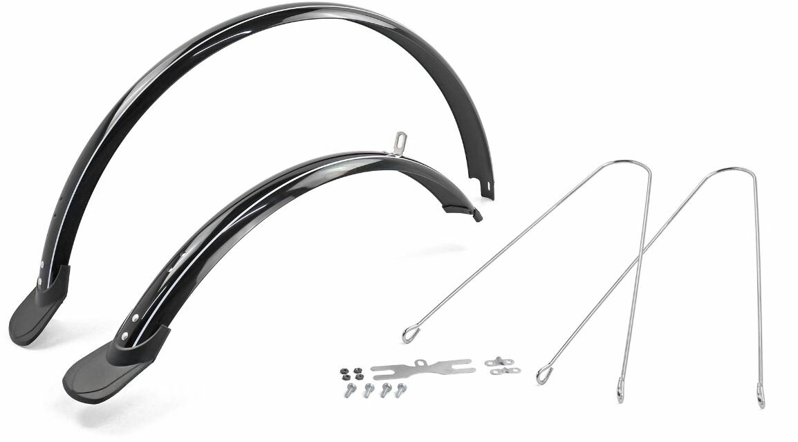 Крылья 26' (металлопластик) (пара) полноразмерные с брызговиками(чёрные)