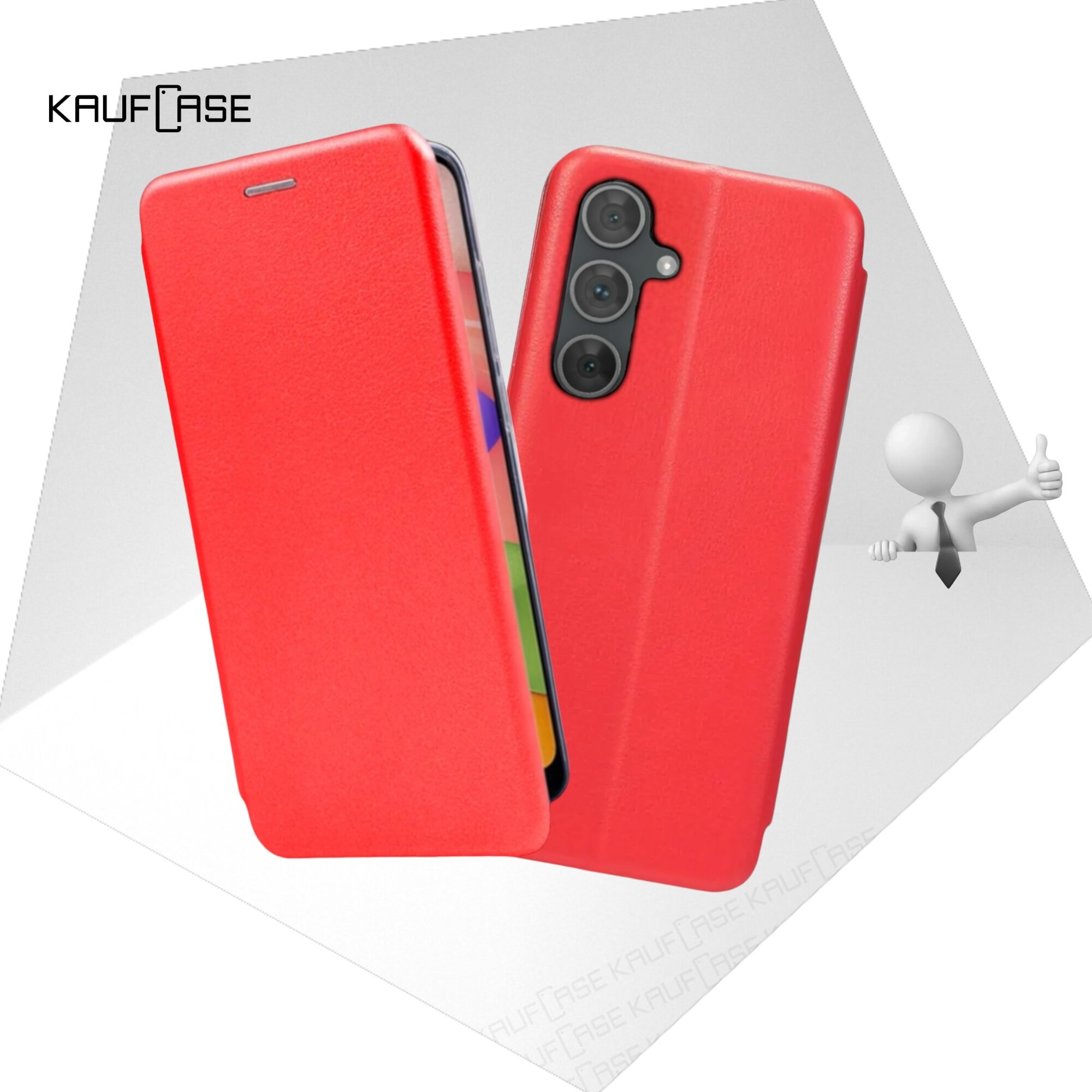 Чехол книжка для телефона Samsung S24 FE (6.65"), красный. Текстура под кожу