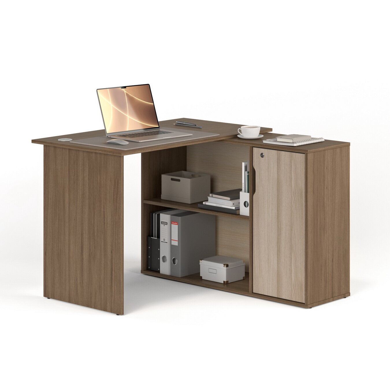 Стол письменный БАНГА-91 правый Ясень темный - Ясень светлый