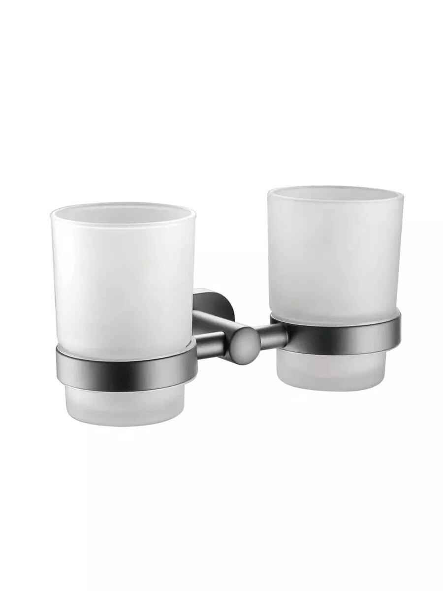 Двойной стакан для ванной SG5122T оружейная сталь